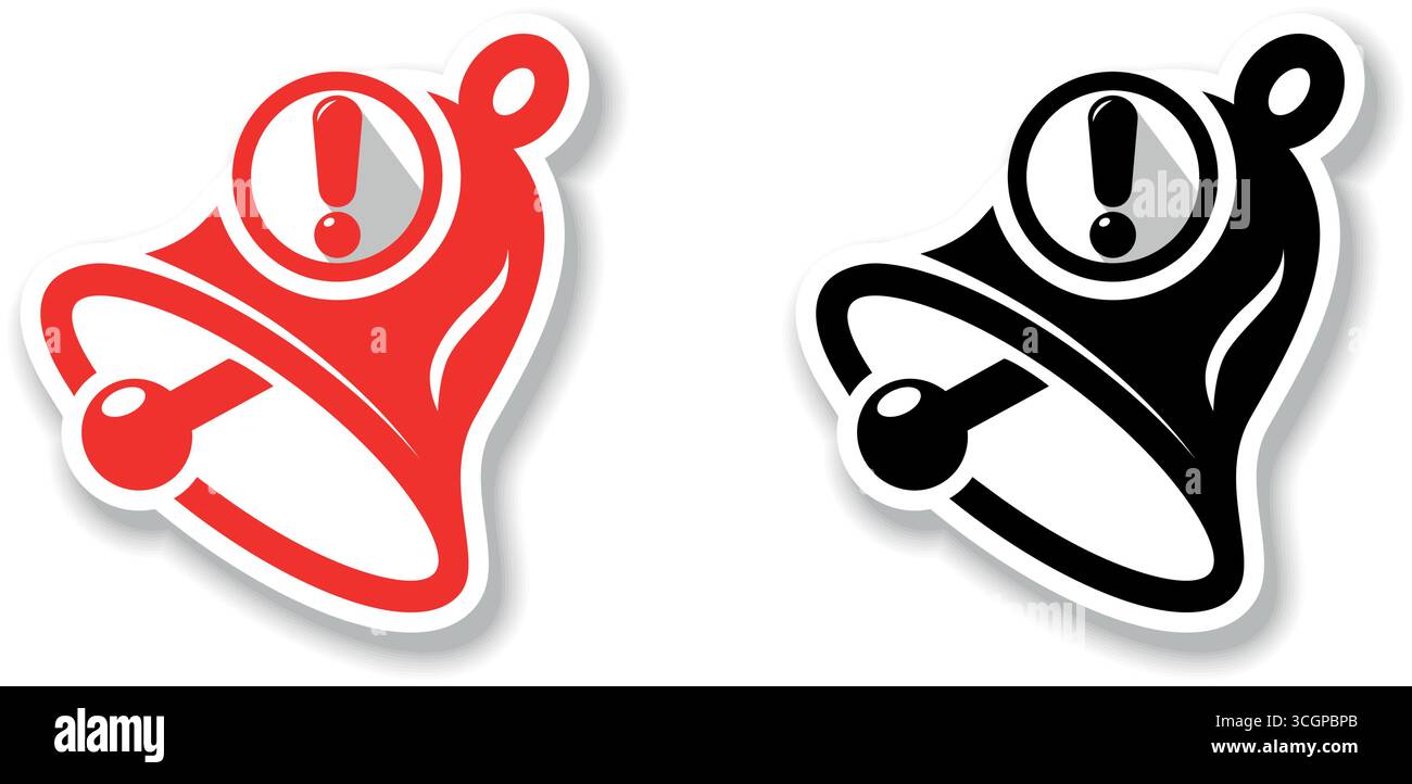 Notification bell about important event. Red and black bells with ...