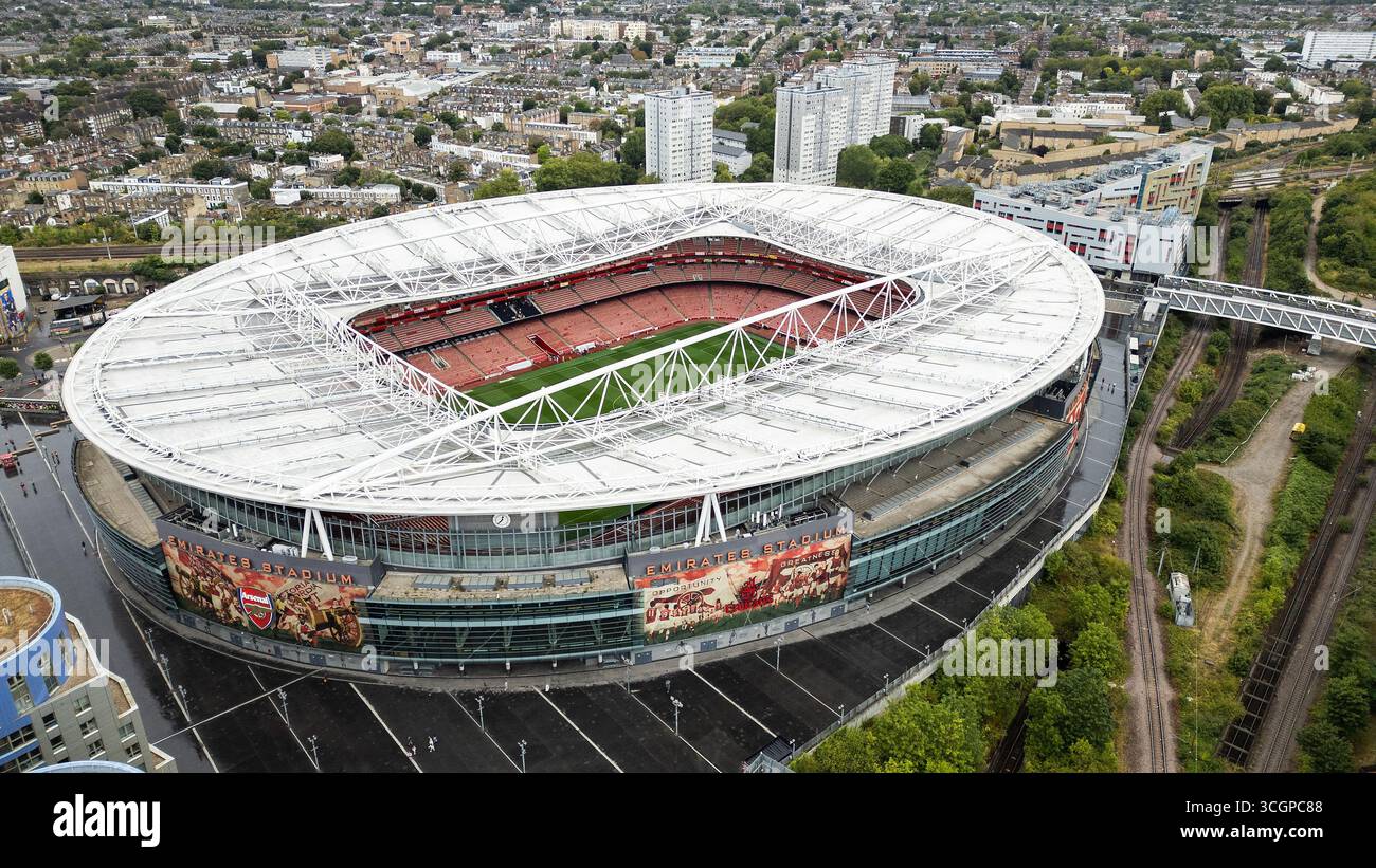 Aerial view of Emirates Stadium, home of Arsenal Football Club in ...