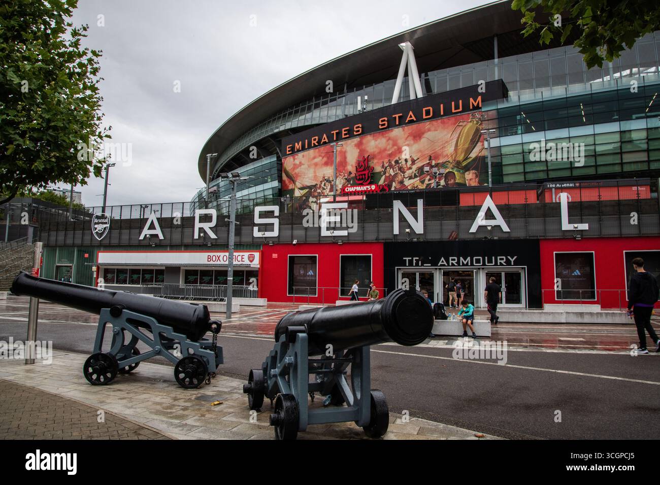Ground view of the main entrance to Emirates Stadium in London ...