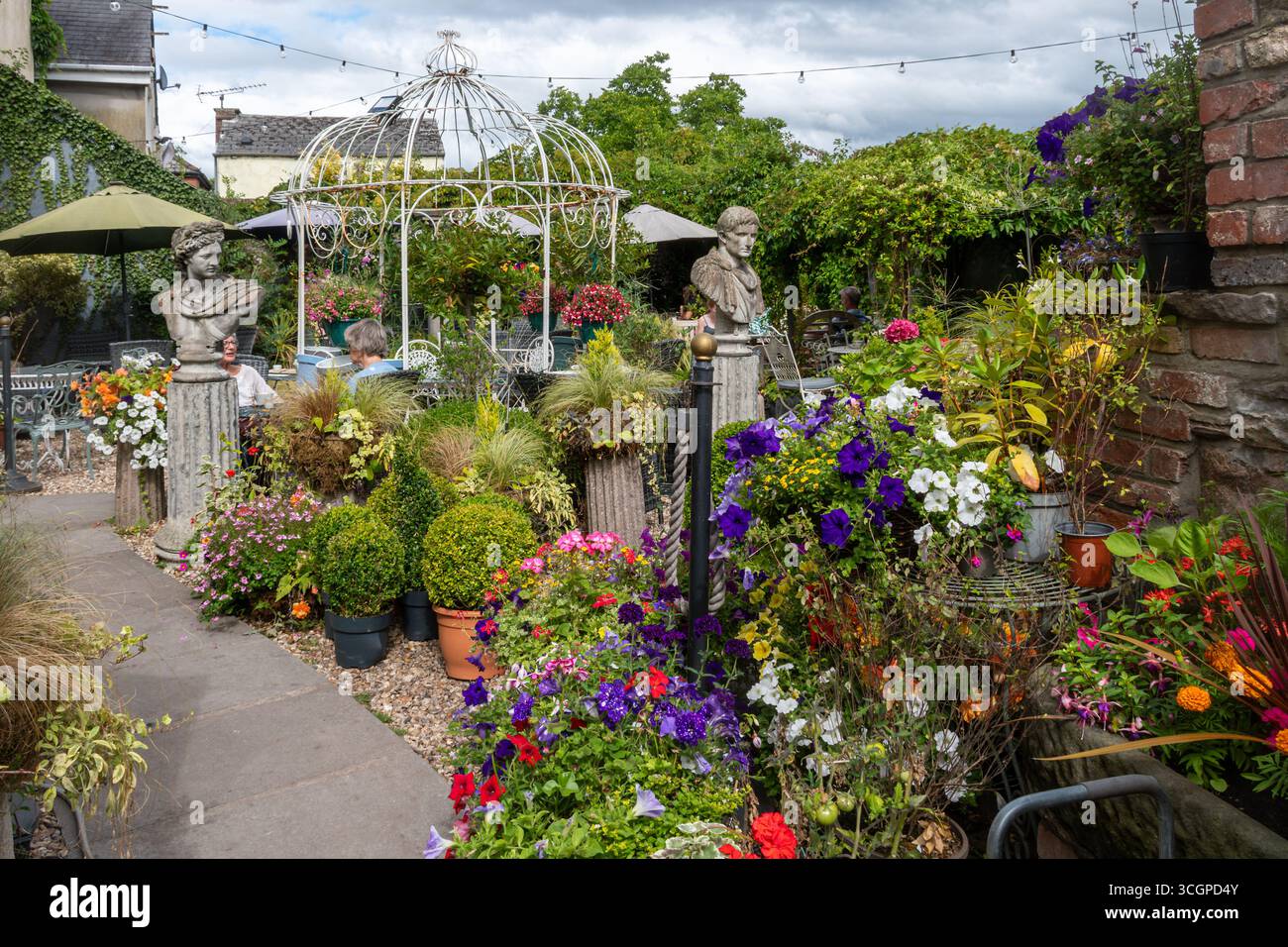 Summer in Usk, a town in Monmouthshire, South Wales, UK, known as the ...
