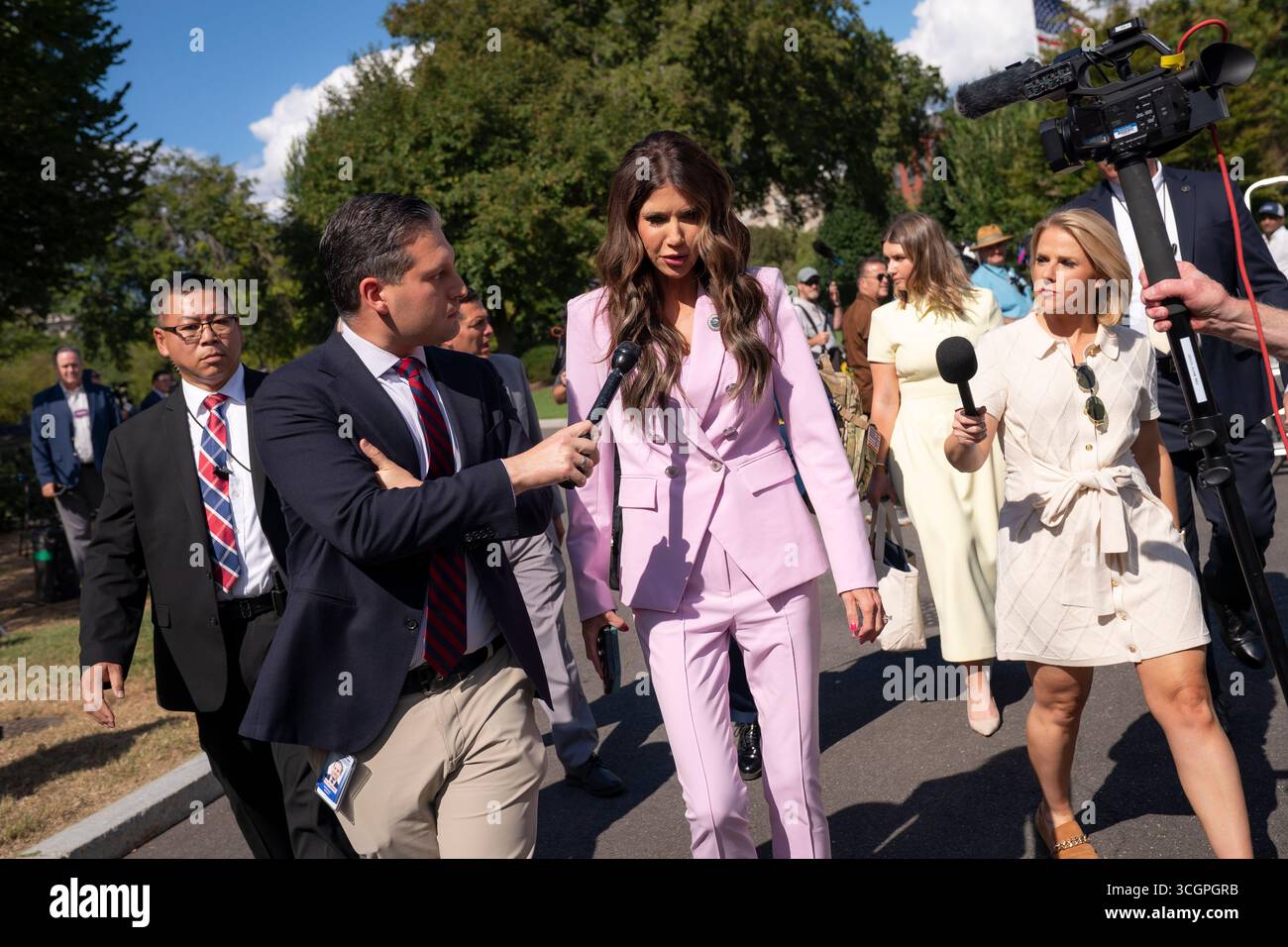 Department of Homeland Security (DHS) Secretary Kristi Noem speaks with ...