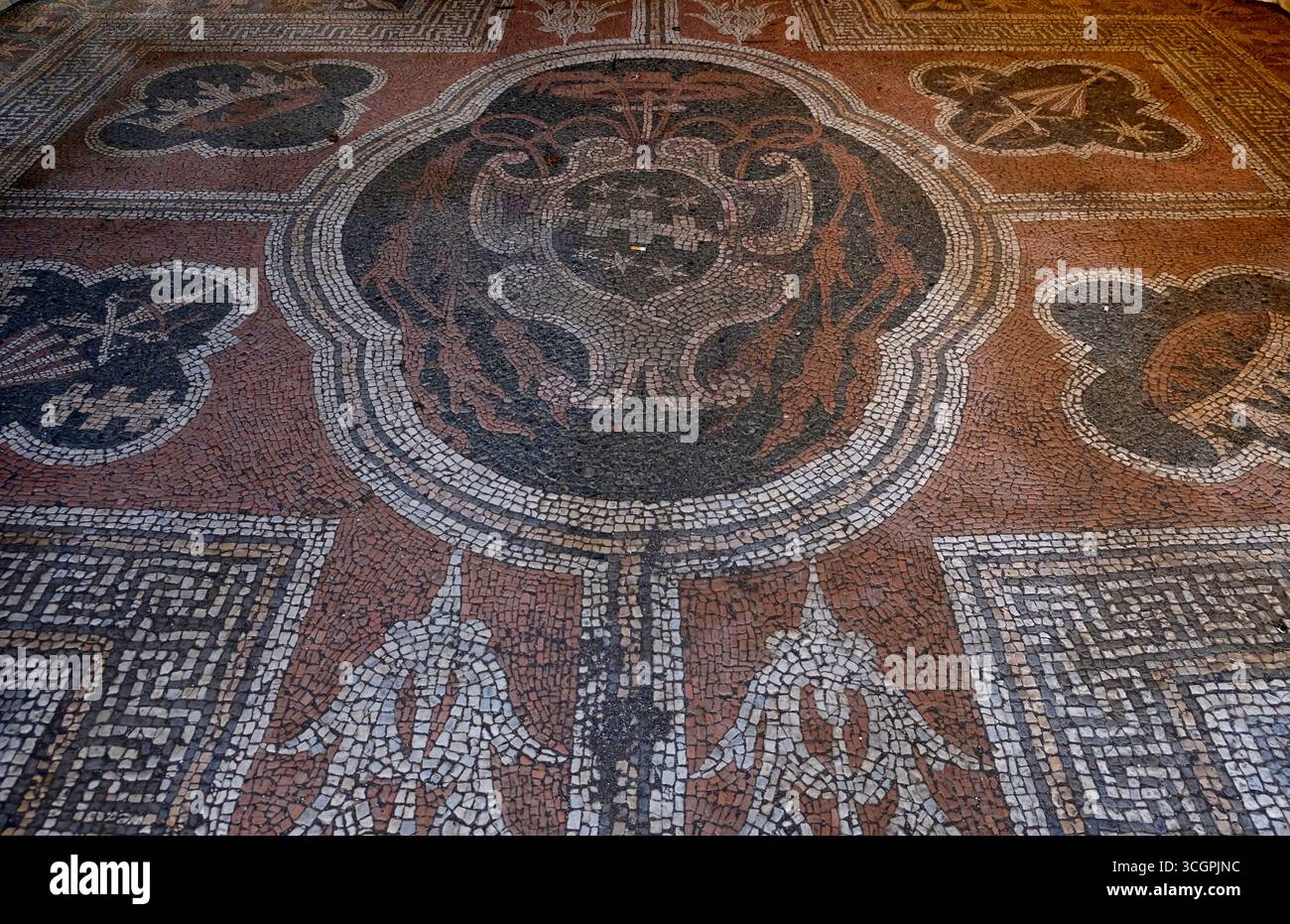 Mosaic Baroque tiled floor detail with balanced design and symbols ...