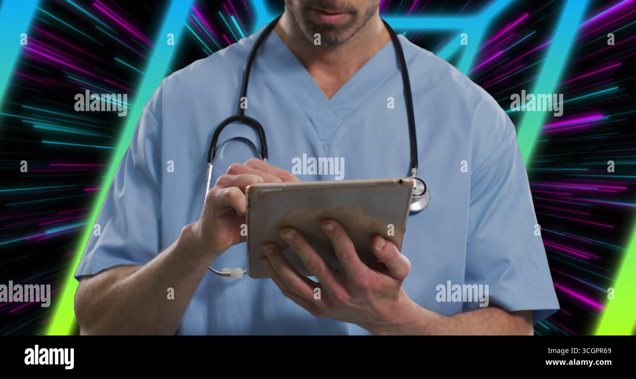 Doctor tapping tablet screen nurse hi-res stock photography and images ...