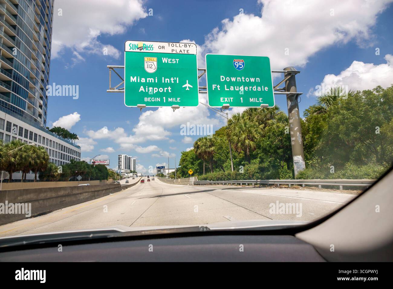 Miami Florida,Interstate Highway I-195,road freeway expressway,overhead ...