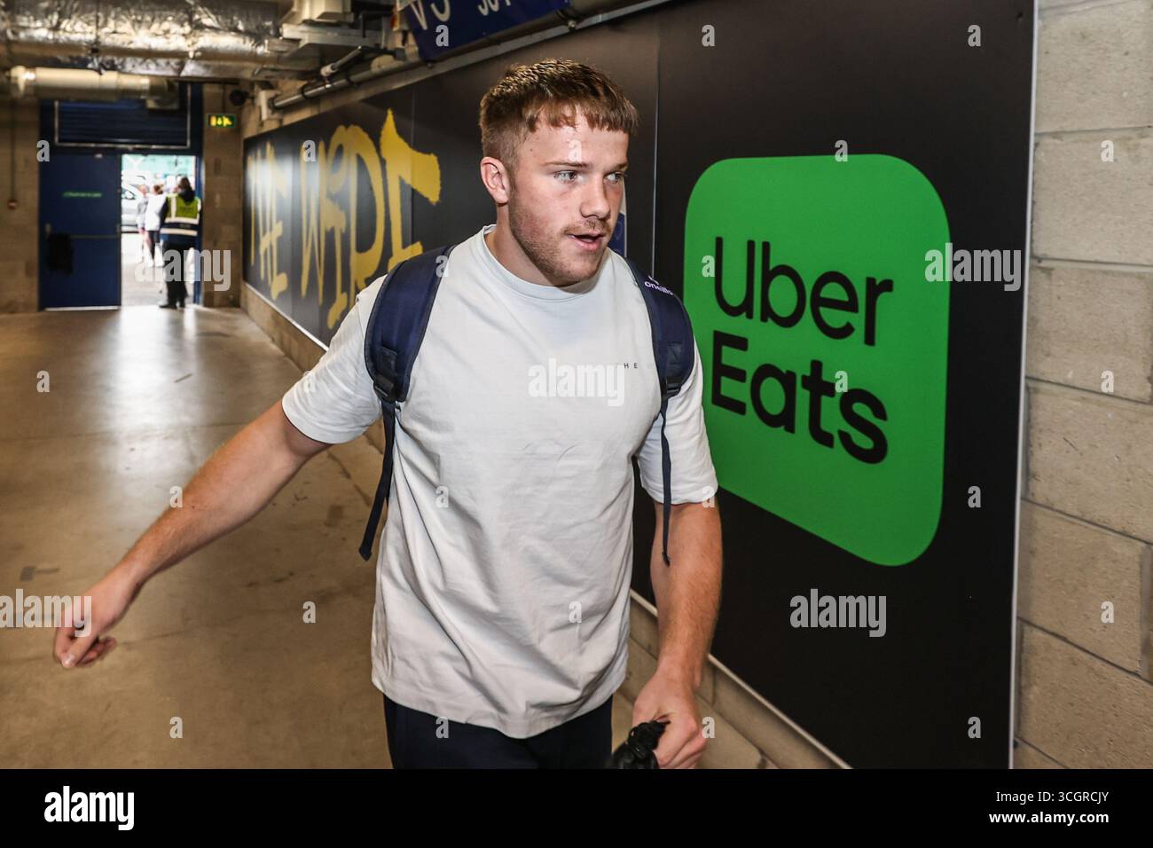 Luke Thomas of Warrington Wolves arrives during the Betfred Super ...