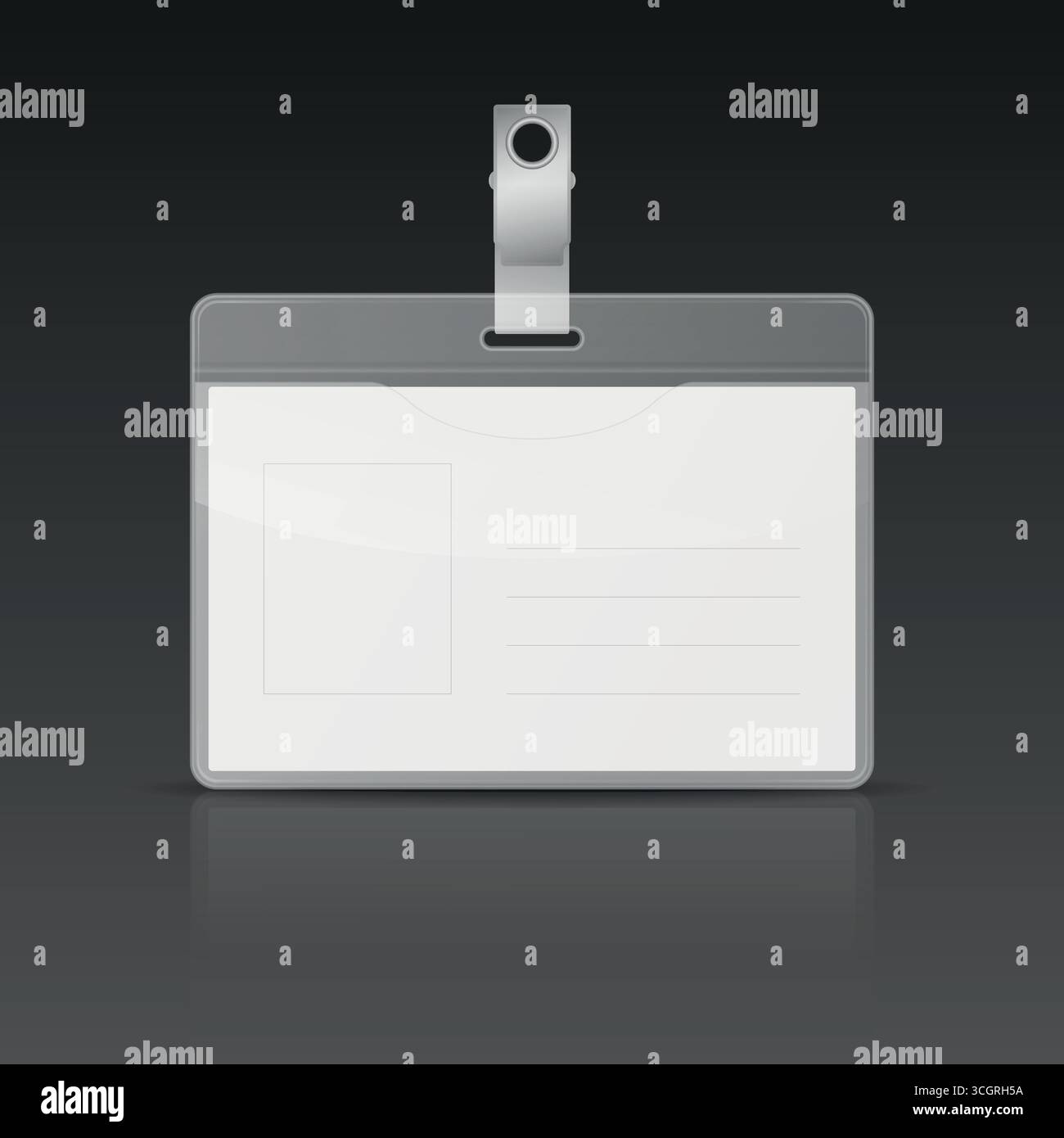 Vector Blank Horizontal ID Badge With Clip Holder. Conference Pass ...