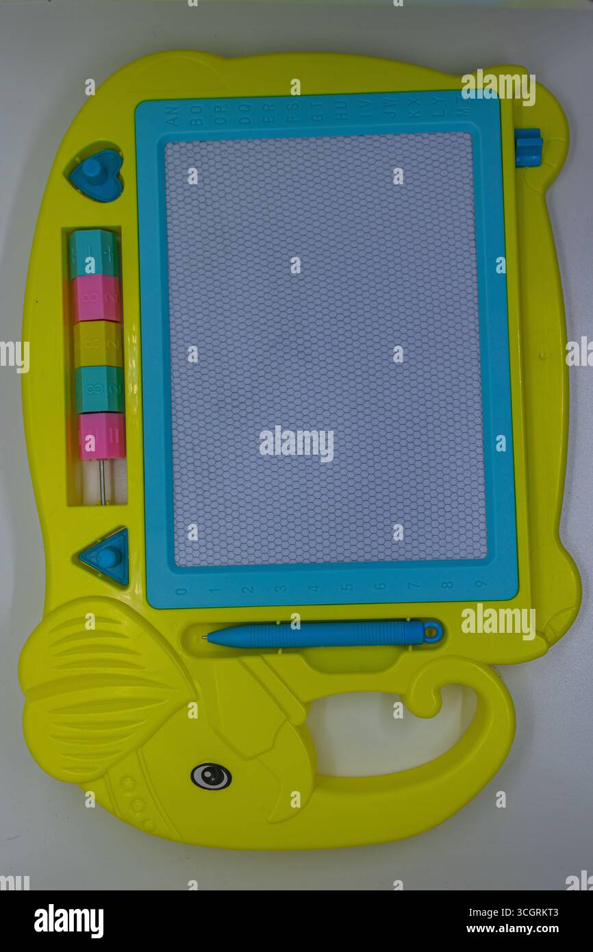Kids educational slate for learning white background Stock Photo - Alamy