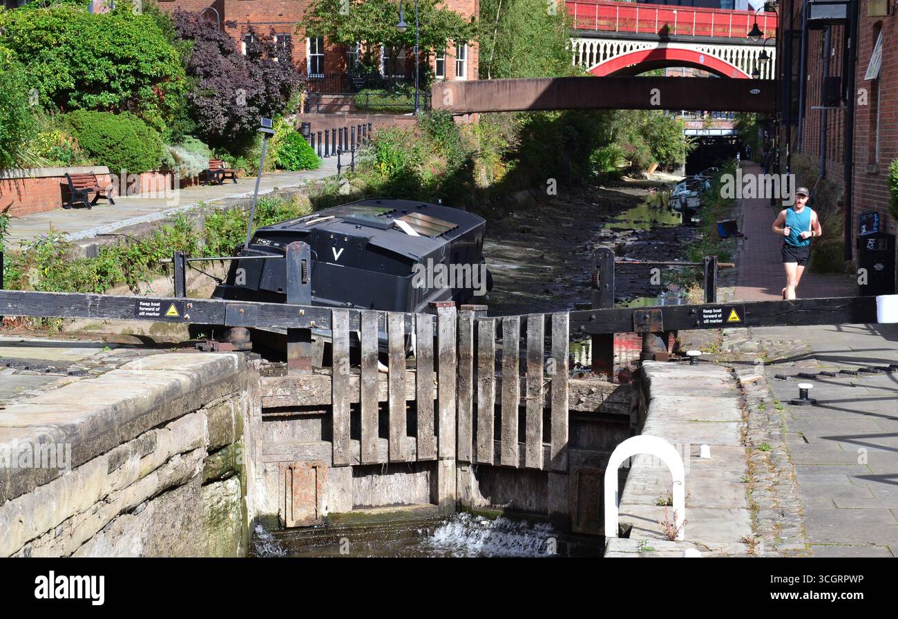 Manchester, UK, 29th August, 2025. The Rochdale canal is drained and ...