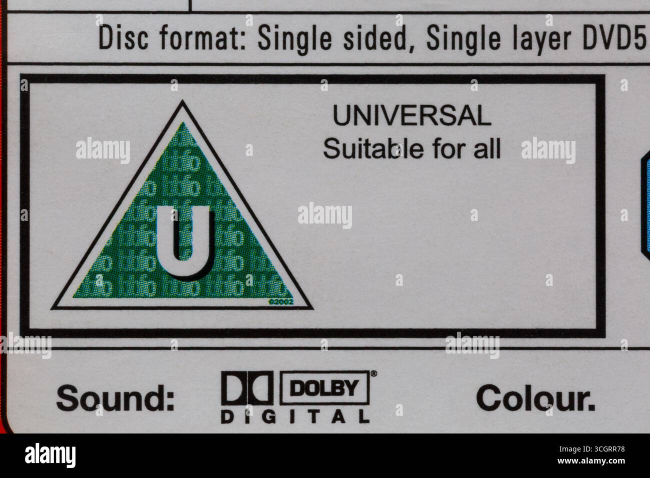 U rating classification on DVD case - Universal suitable for all - film ...