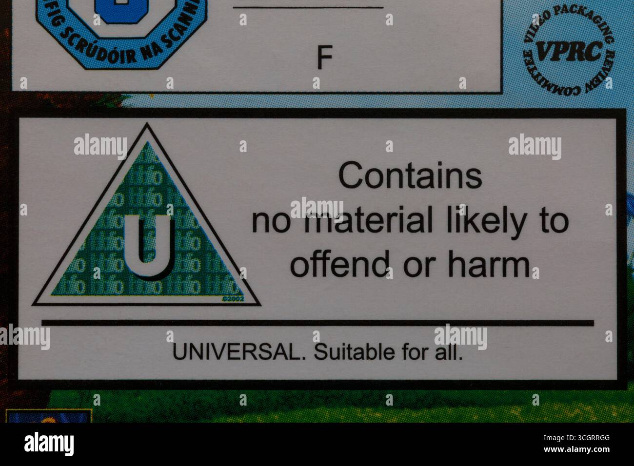 U rating classification on DVD case - Universal suitable for all ...