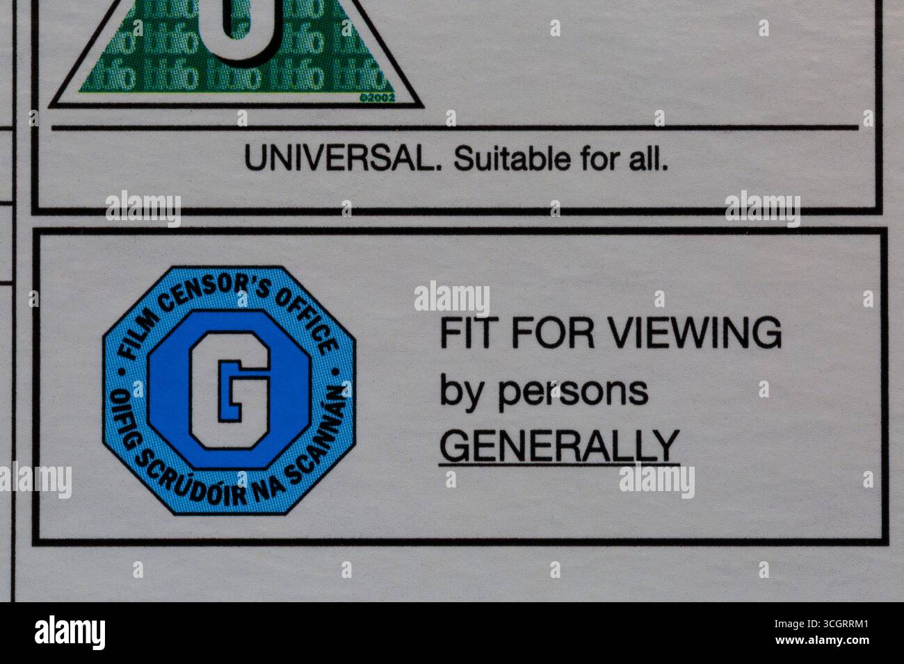 G rating on DVD case G Film censor's office Stock Photo - Alamy
