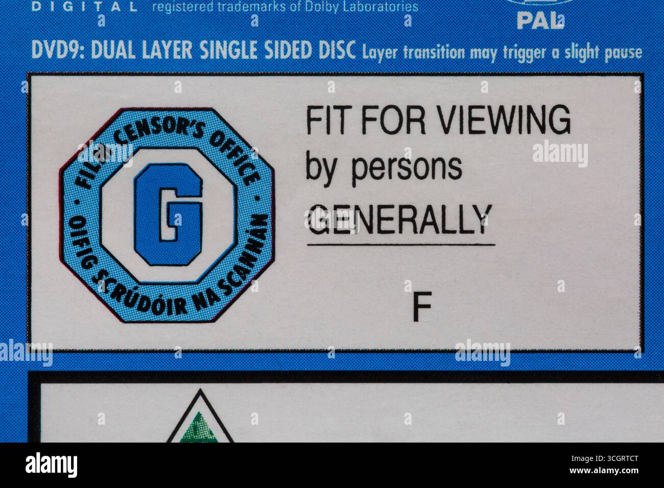 G rating on DVD case G Film censor's office Stock Photo - Alamy