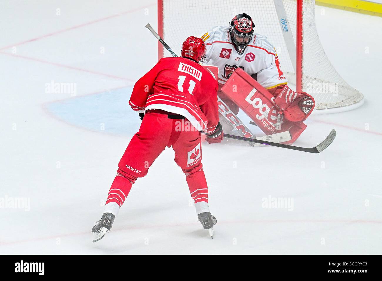 On the left, Joakim Thelin (Odense) scores the winning goal in a ...