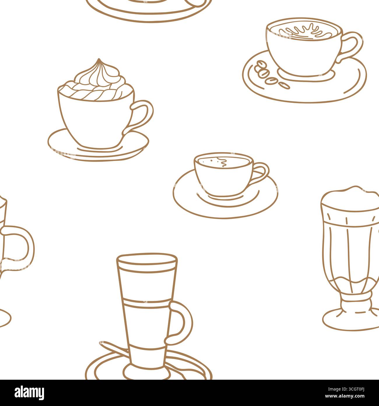 Coffee Seamless Pattern. Cappuccino, Americano or Espresso, with ...