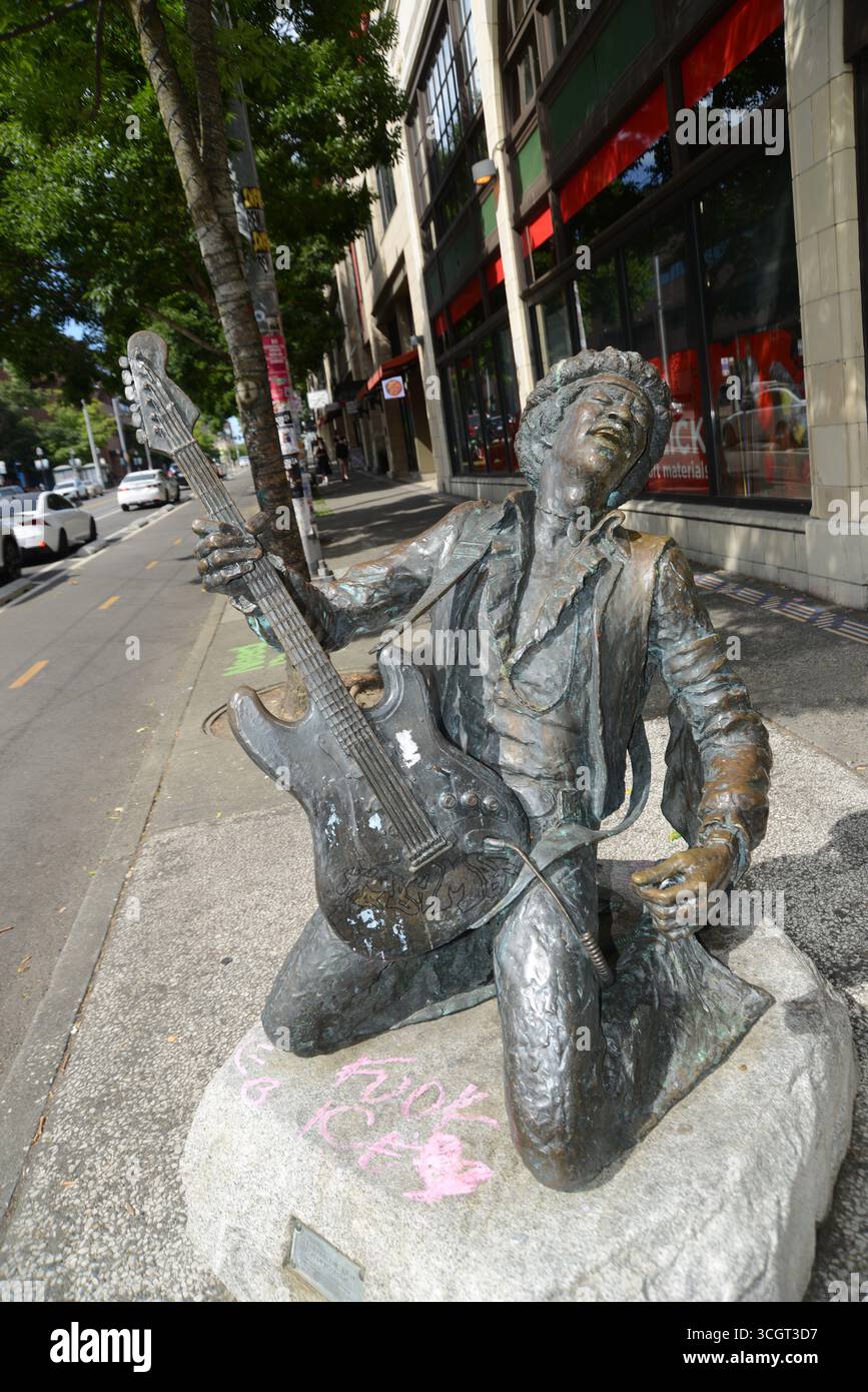 Jimi Hendrix Statue Tourist attraction in Seattle, Washington Stock ...