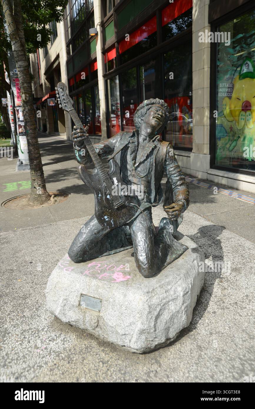 Jimi Hendrix Statue Tourist attraction in Seattle, Washington Stock ...