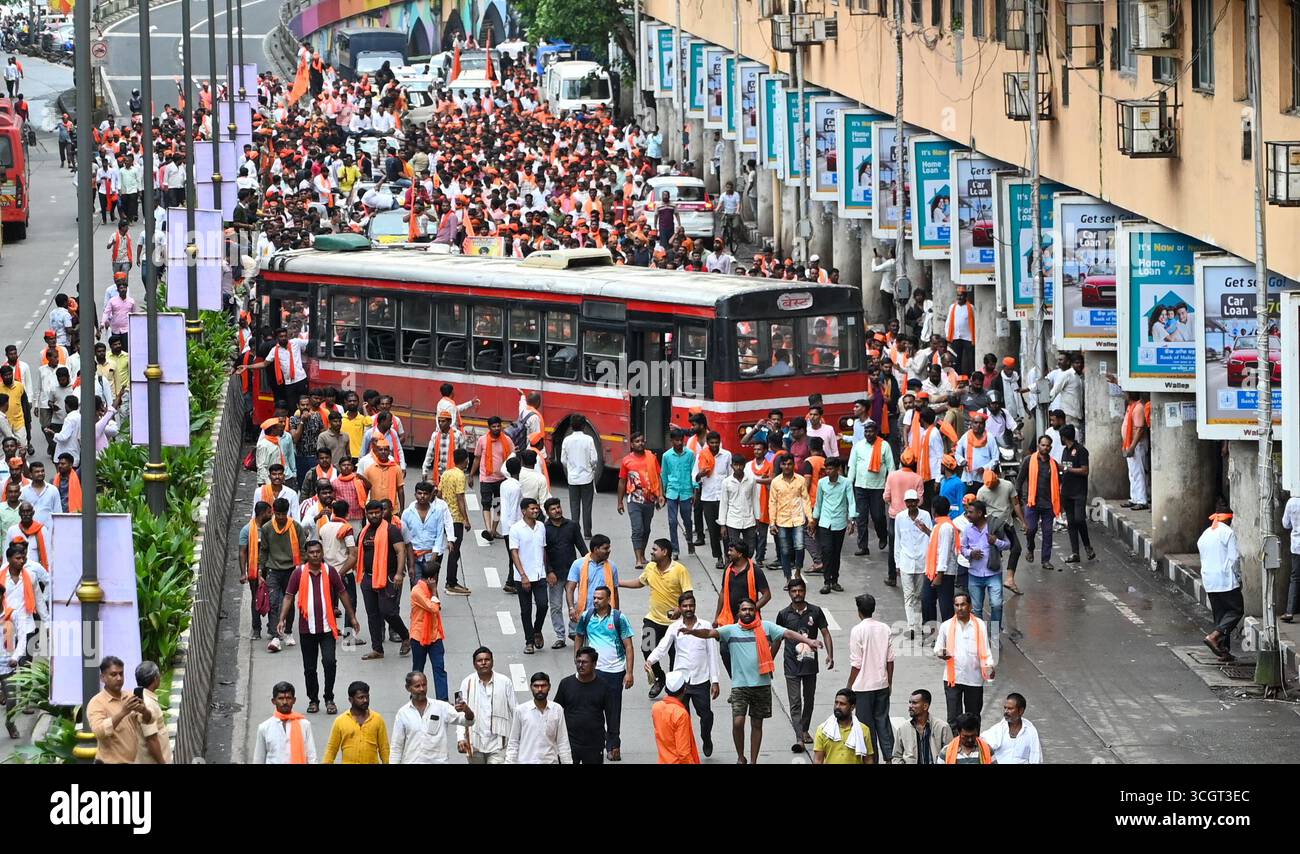 MUMBAI, INDIA - AUGUST 29: Arial view of massive crowd of Maratha ...