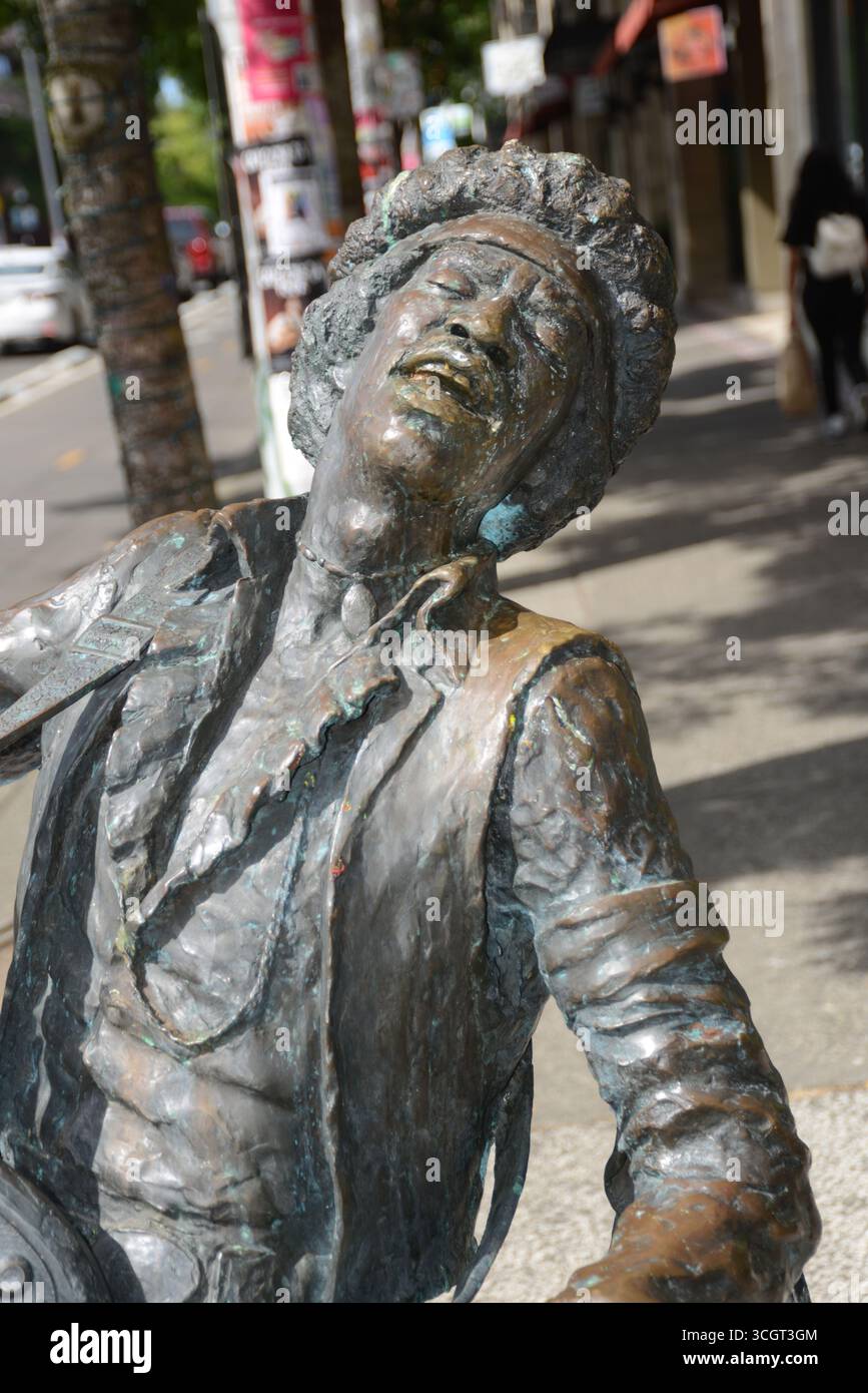 Jimi Hendrix Statue Tourist attraction in Seattle, Washington Stock ...