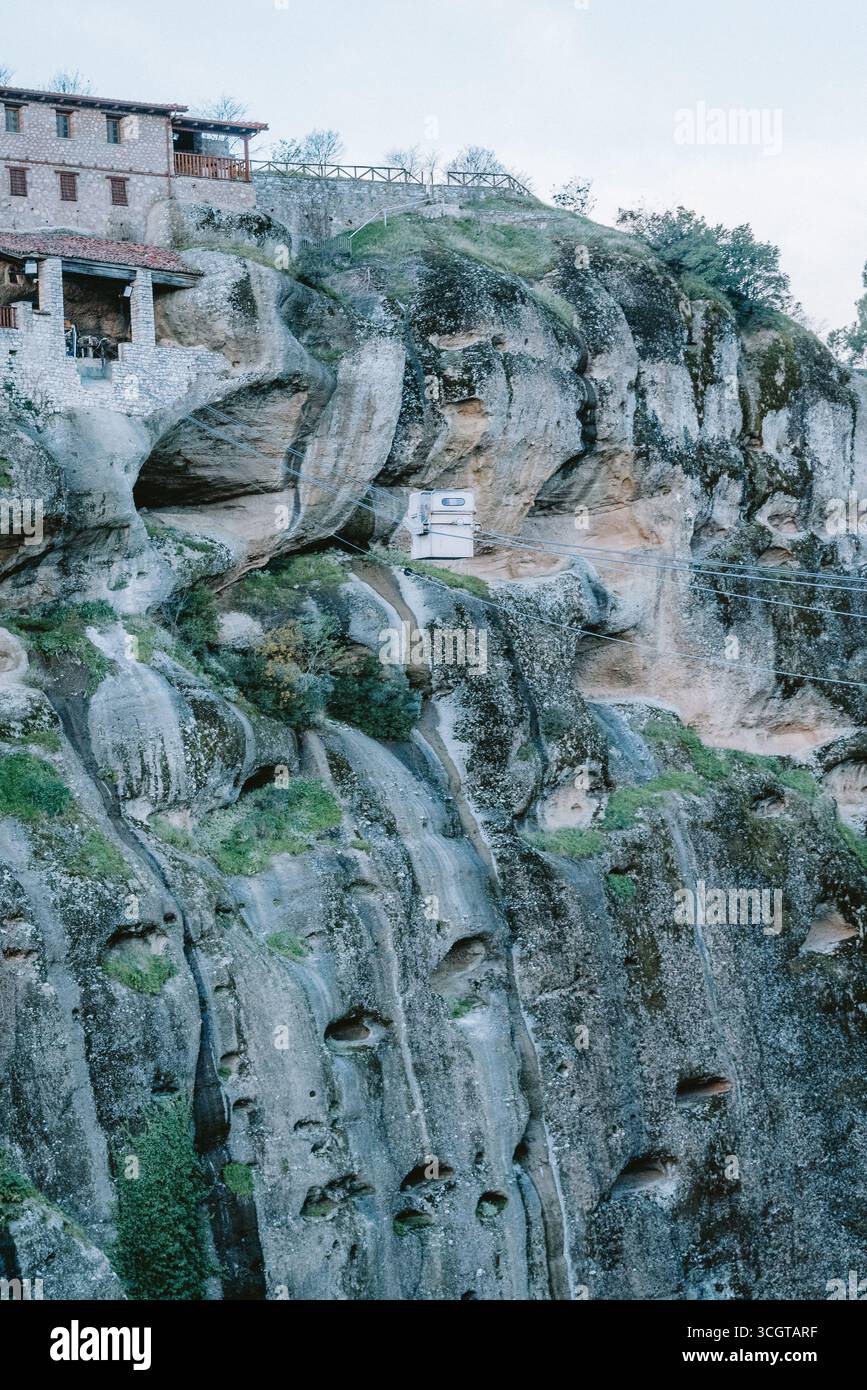 Meteora, in Greece, features stunning rock pillars topped with ancient ...