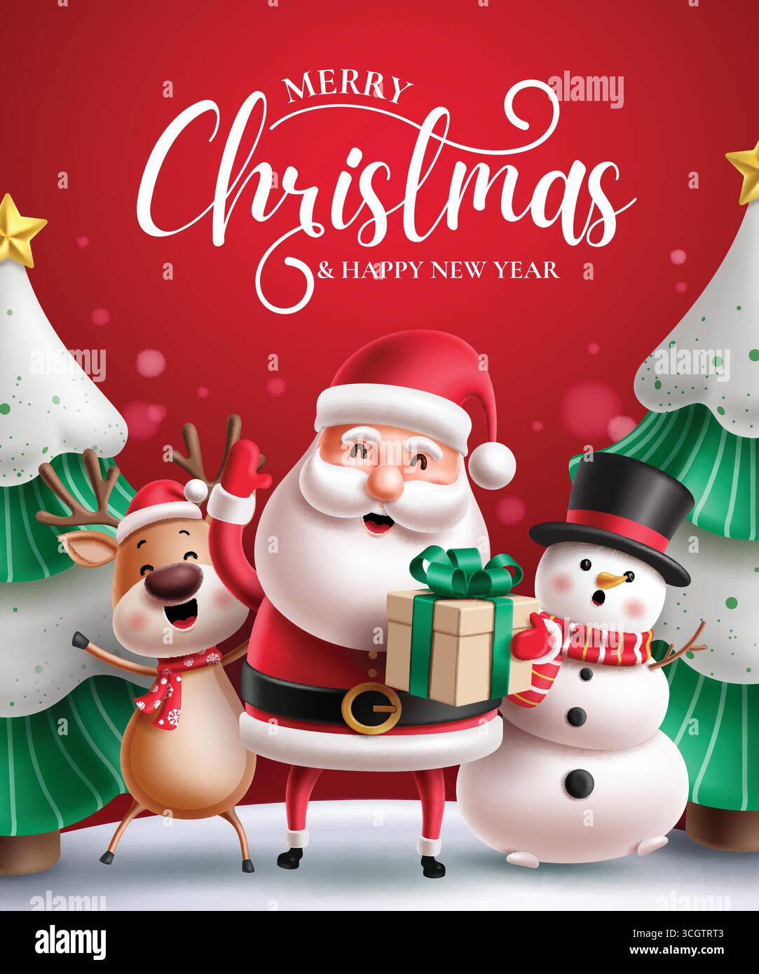 Merry Christmas greeting card clipart design. Christmas Santa Claus ...