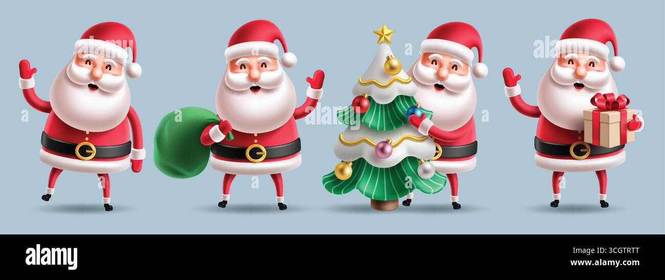 Christmas Santa Claus characters clipart set. Collection of cute, funny ...