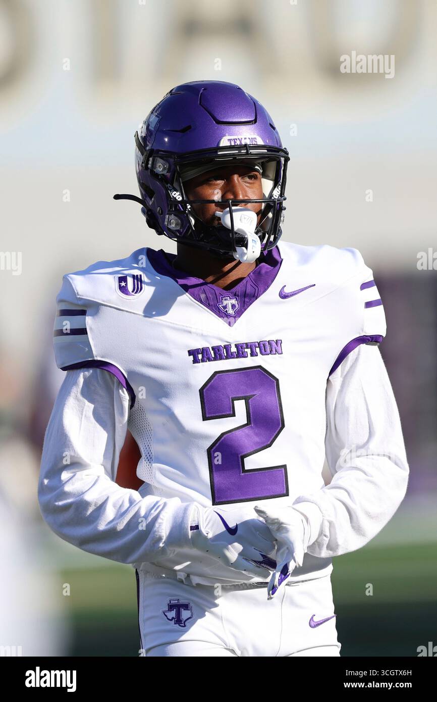 Tarleton State's Cody Jackson (2) is seen in warmups before a game ...
