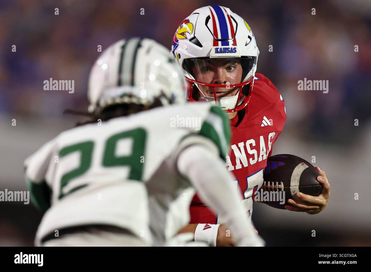 LAWRENCE, KS - AUGUST 29: Kansas Jayhawks quarterback Cole Ballard (15 ...
