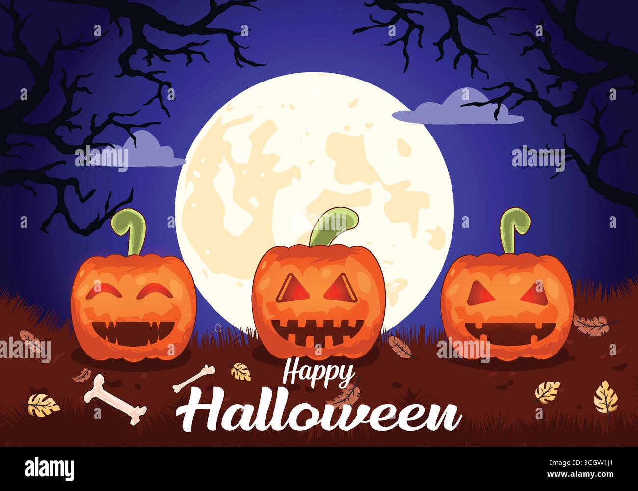 Moon with skull face Stock Vector Images - Alamy