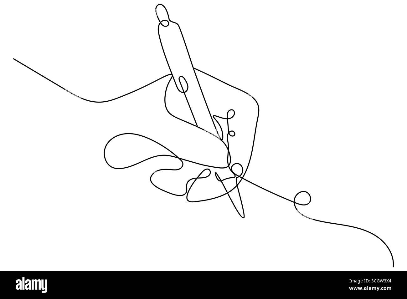 Ball pen abstract single line drawing isolated vector illustration ...