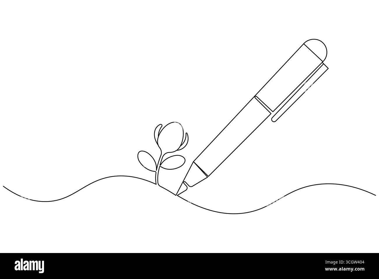 Ball pen abstract single line drawing isolated vector illustration ...