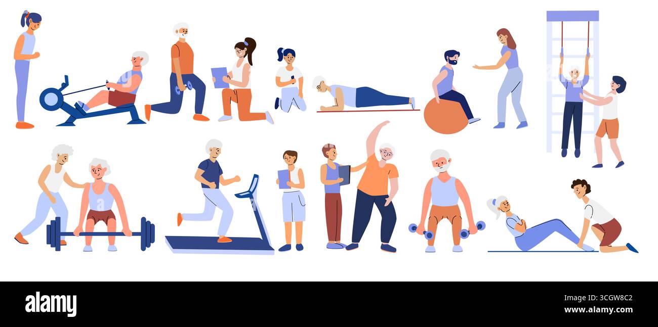 Group diverse senior adults Stock Vector Images - Alamy