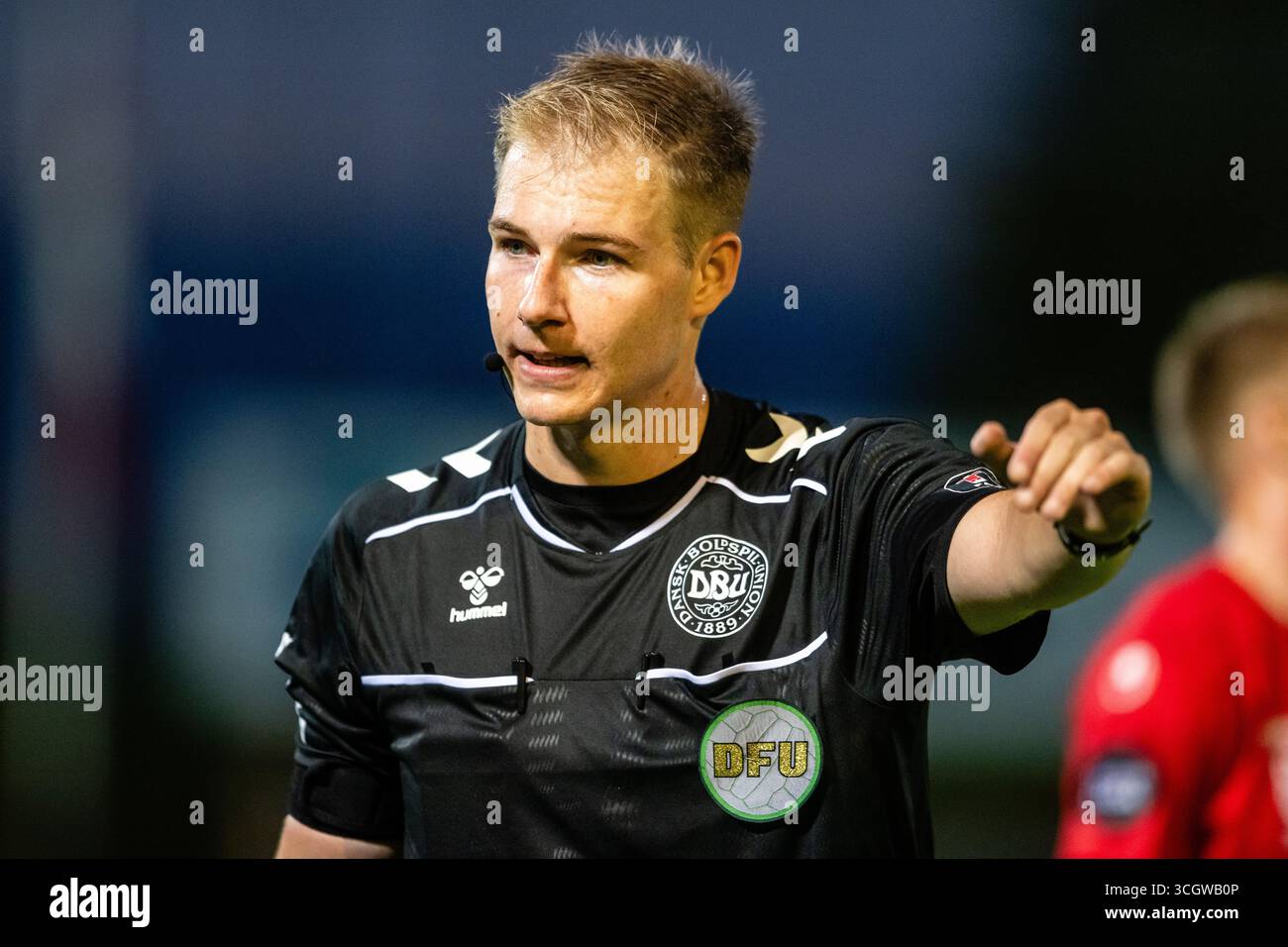 Hvidovre, Denmark. 29th, August 2025. Referee Mathias Lykke seen during ...