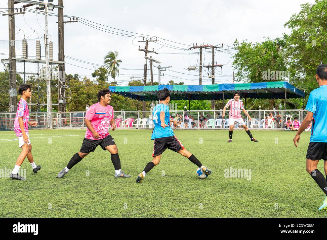 A view of football players competing for the ball at the Koh Chang ...