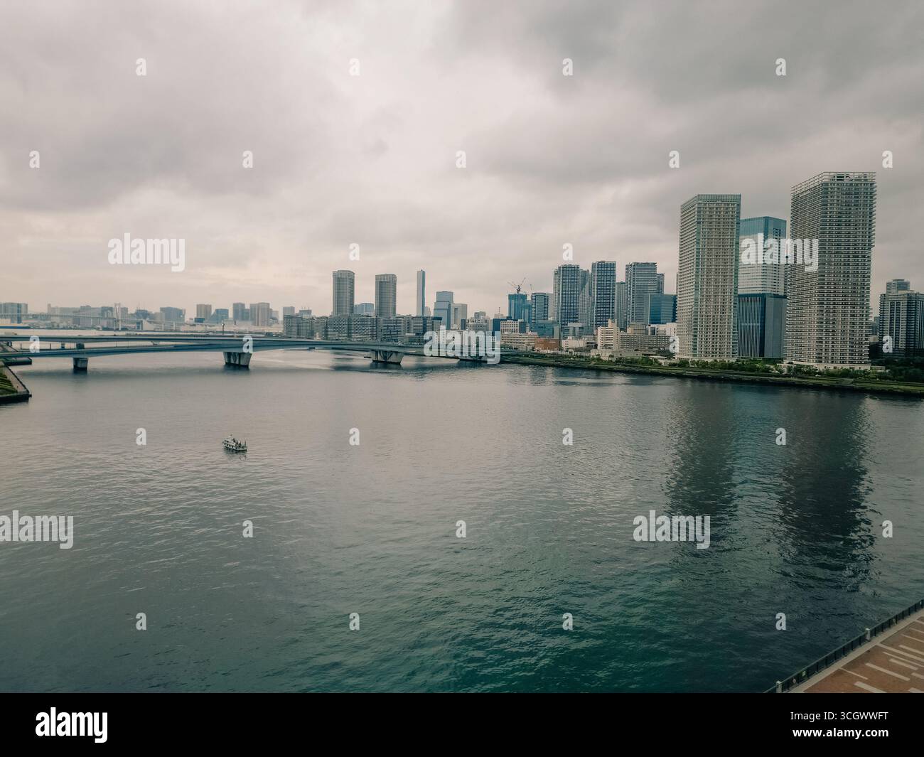 Tokyo Odaiba Koto-ku island bay promenade panorama Ariake skyscrapers ...