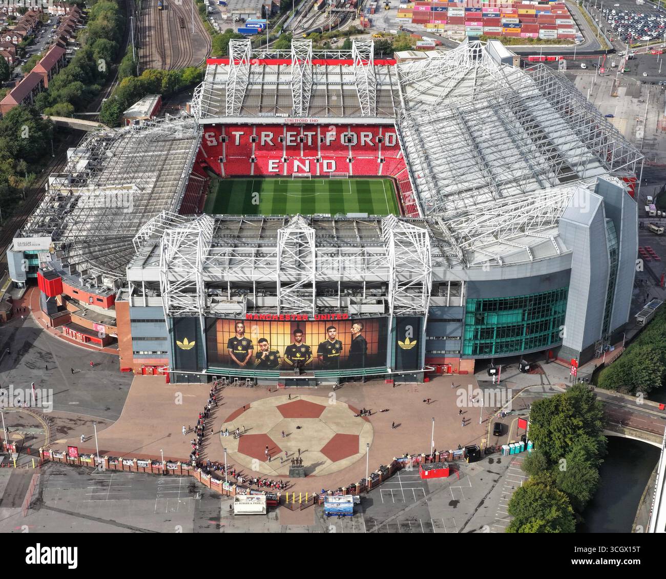 An aerial view of Old Trafford. With a capacity of 74,310 Old Trafford ...