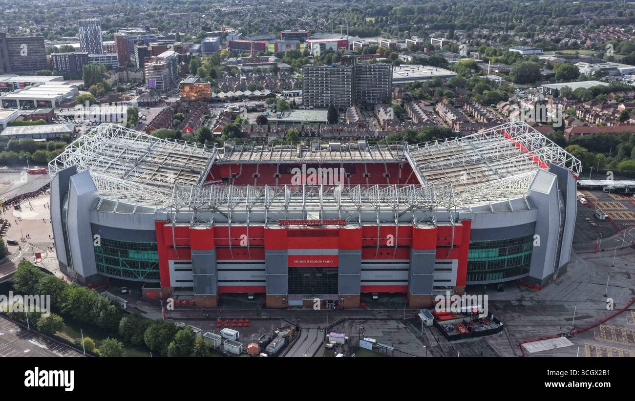 An aerial view of Old Trafford. With a capacity of 74,310 Old Trafford ...