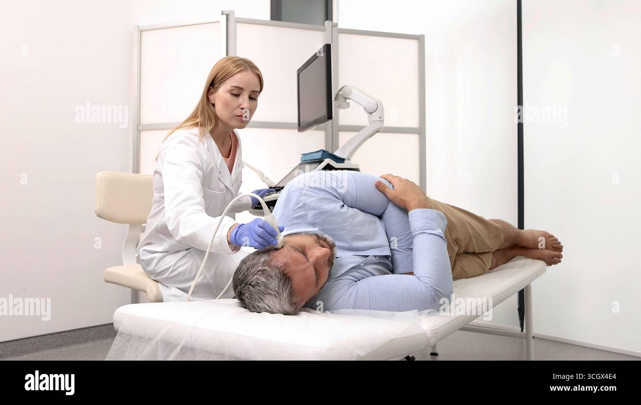 Sonographic examination of adult brain in medical facility using ...