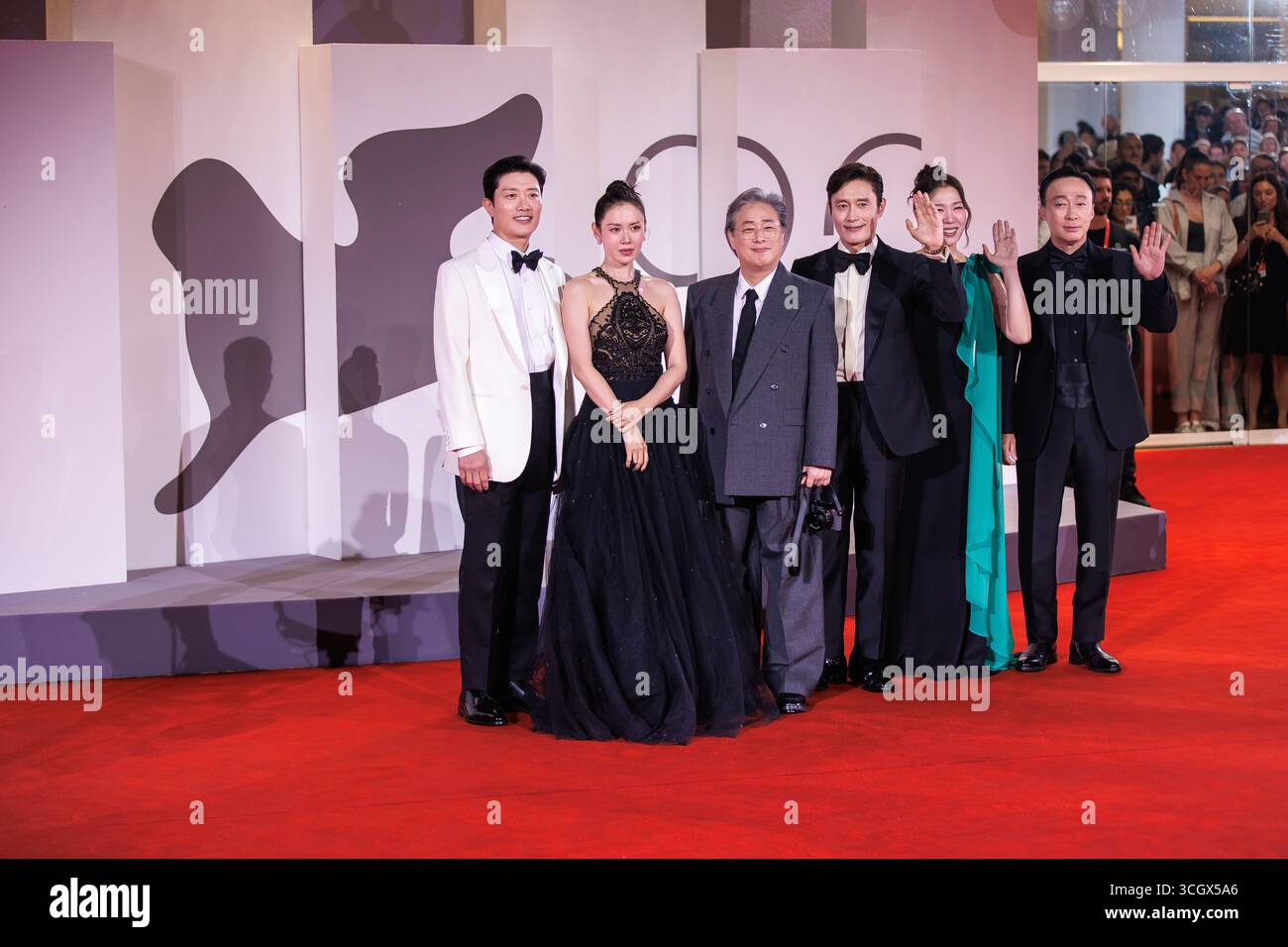 Venice, Italy. 29th Aug, 2025. (L-R) Park Hee-soon, Son Ye-jin, Park ...
