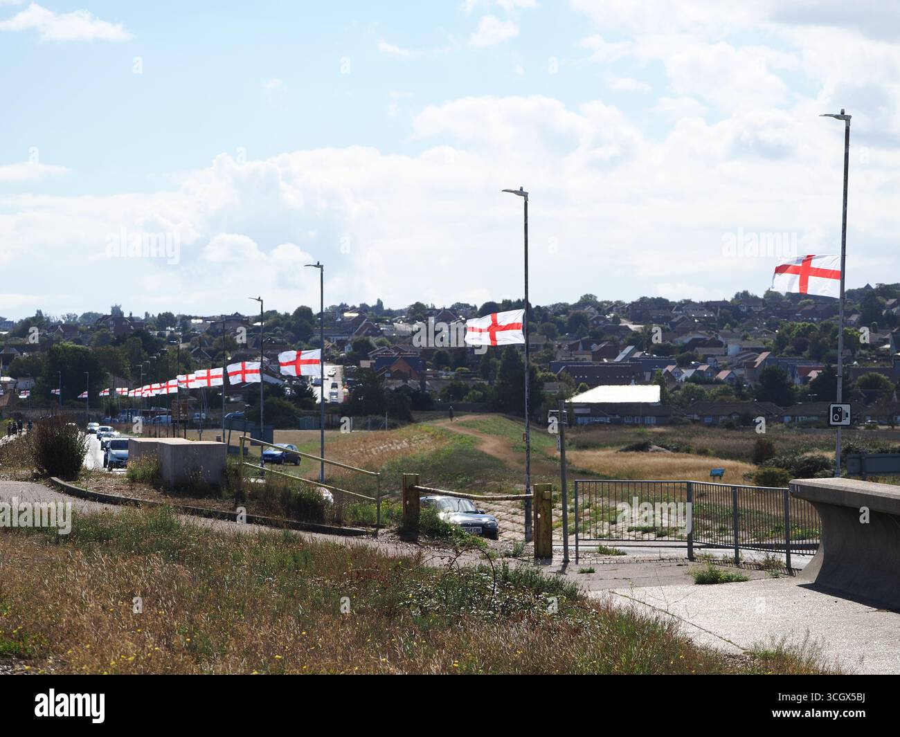 Sheerness, Kent, UK. 30th Aug, 2025. St George Flags have continued to ...