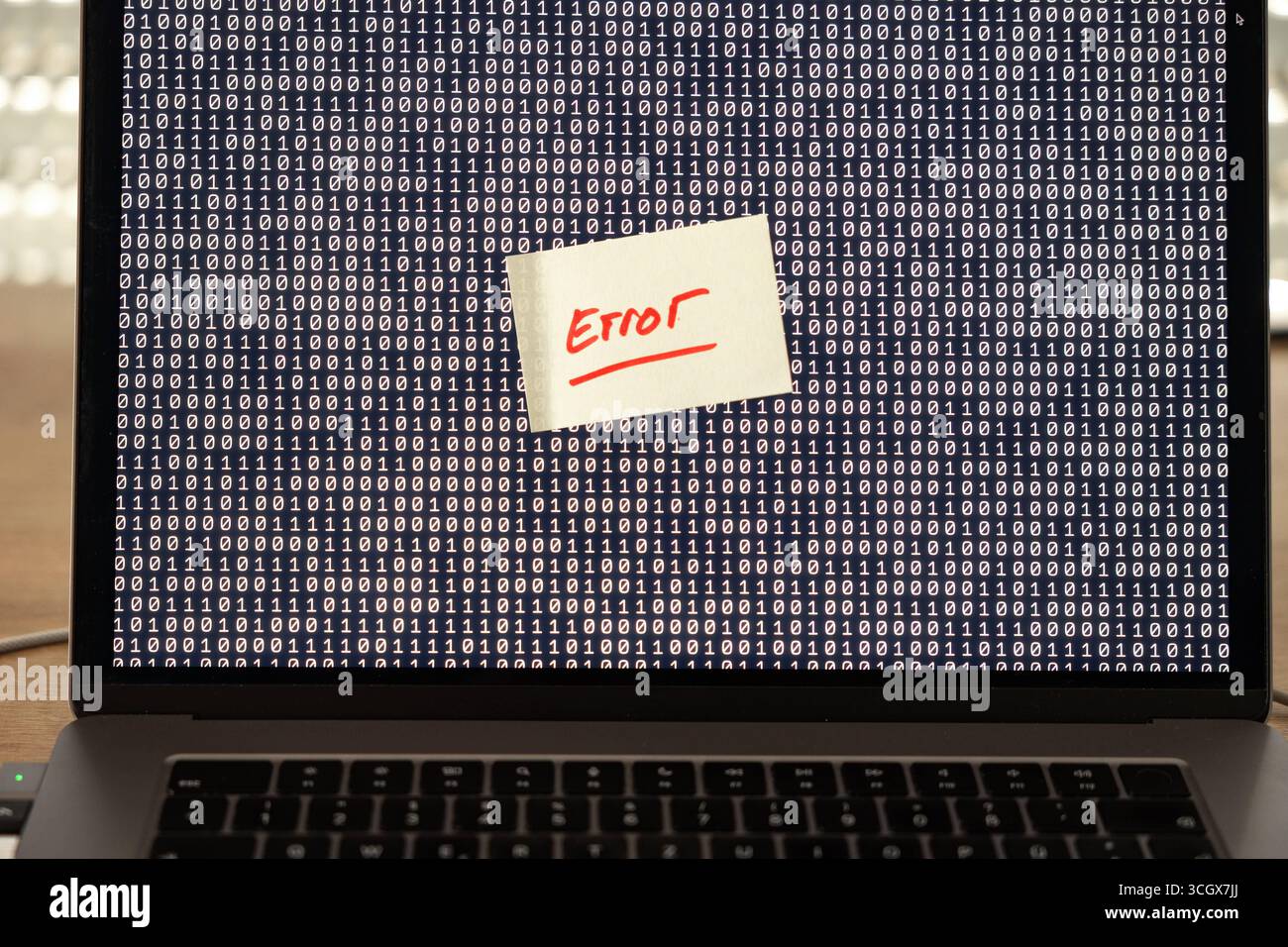 Computer error, note on the screen of a laptop. Computer error, note on ...