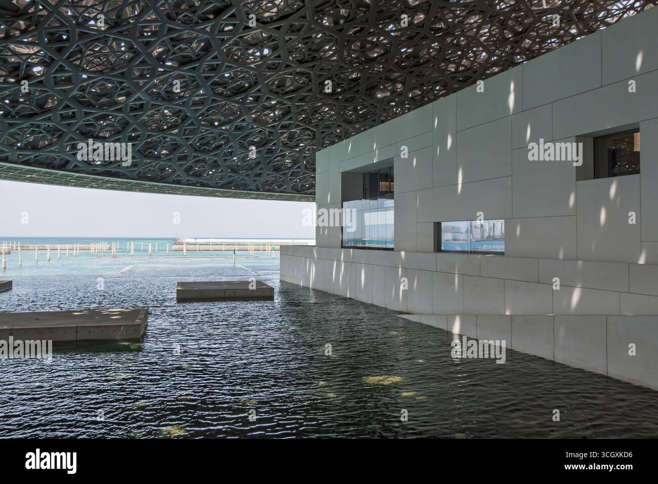 UAE - Abu Dhabi - Louvre Seafront Galleries - white cubes floating ...
