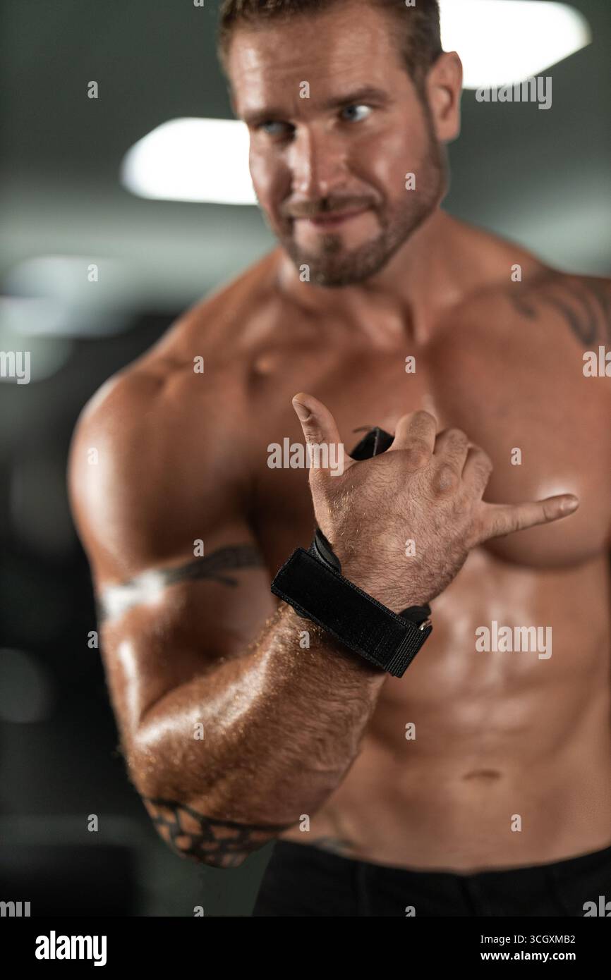 Fitness enthusiast confidently poses bright hi-res stock photography ...
