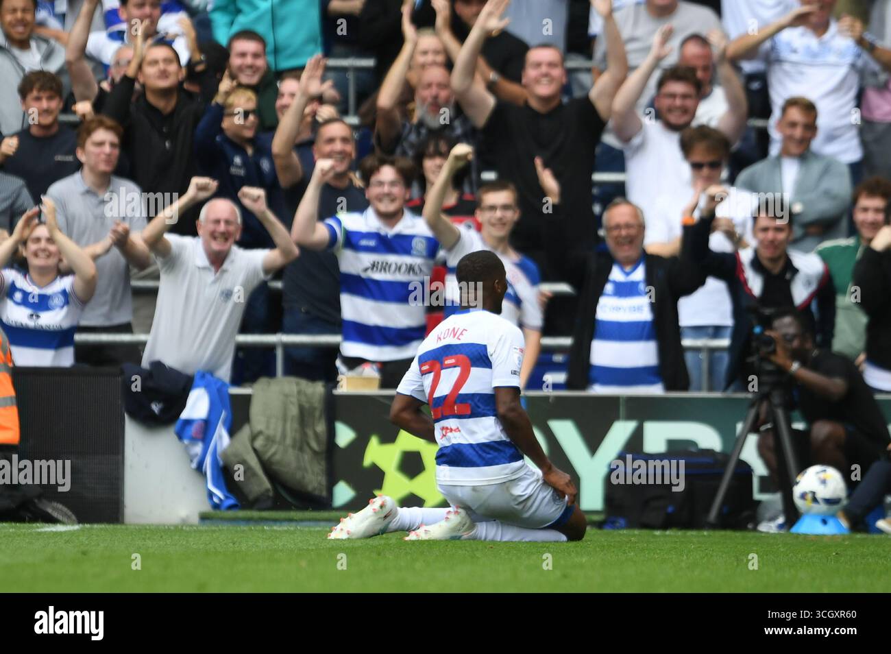 London, England. 30th Aug 2025. Richard Kone celebrates after scoring ...