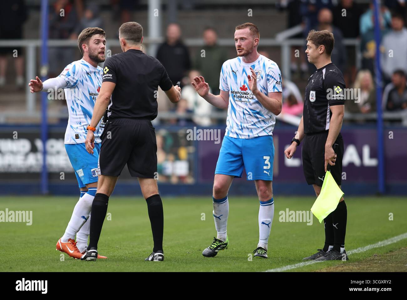 Ben Jackson and Lewis Shipley Of Barrow appeal to the Referee during ...