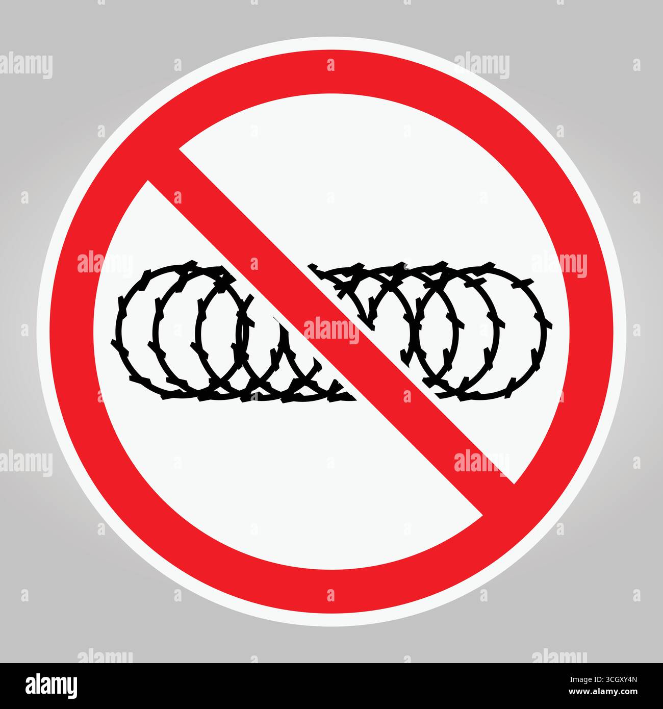 This graphic represents a prohibition sign featuring barbed wire within ...