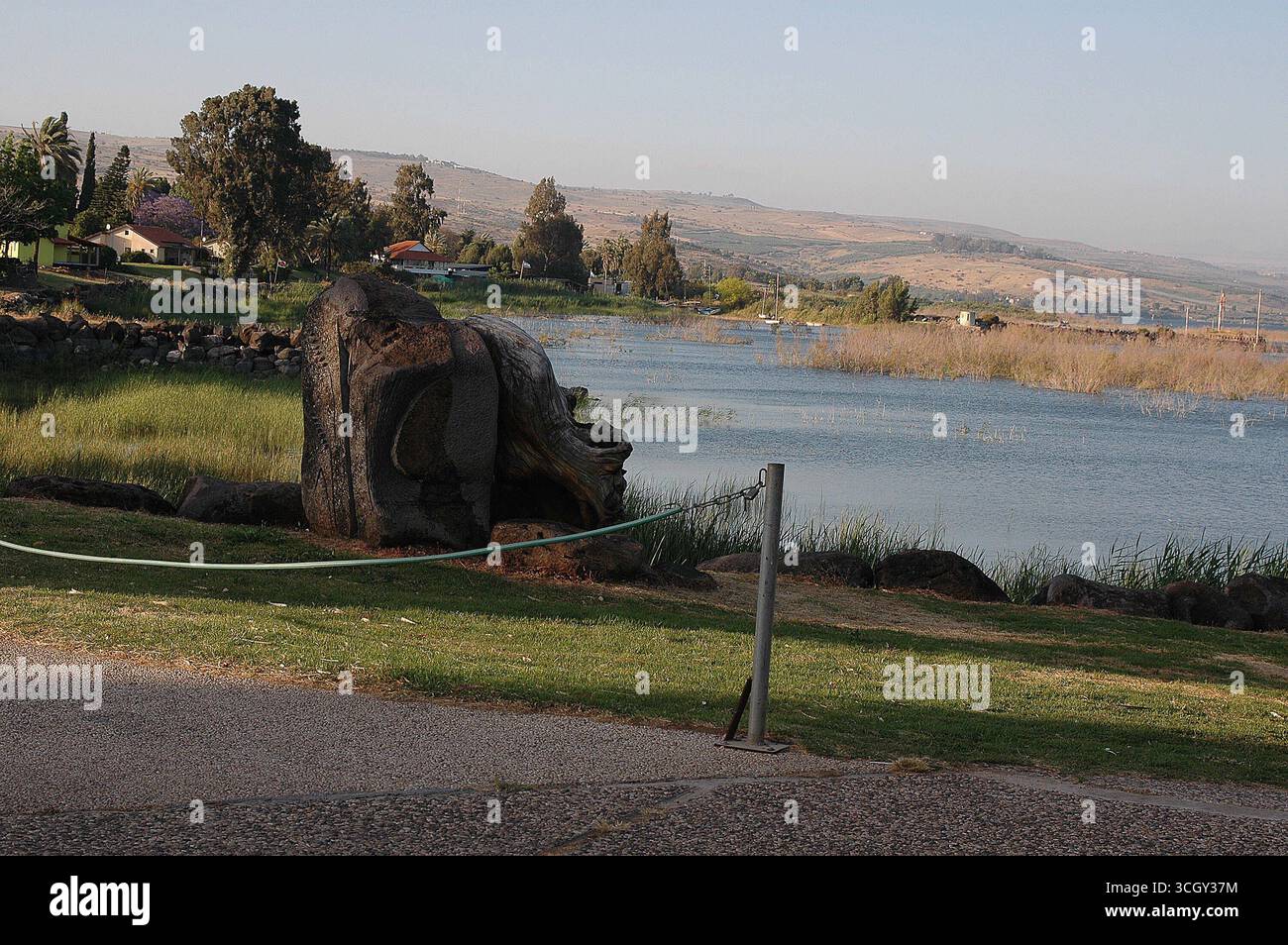 GALILEE SEA AND ANCIENT GALILEE BOAT OR JESJUS BOAT GALILEE KIBUTZ ...