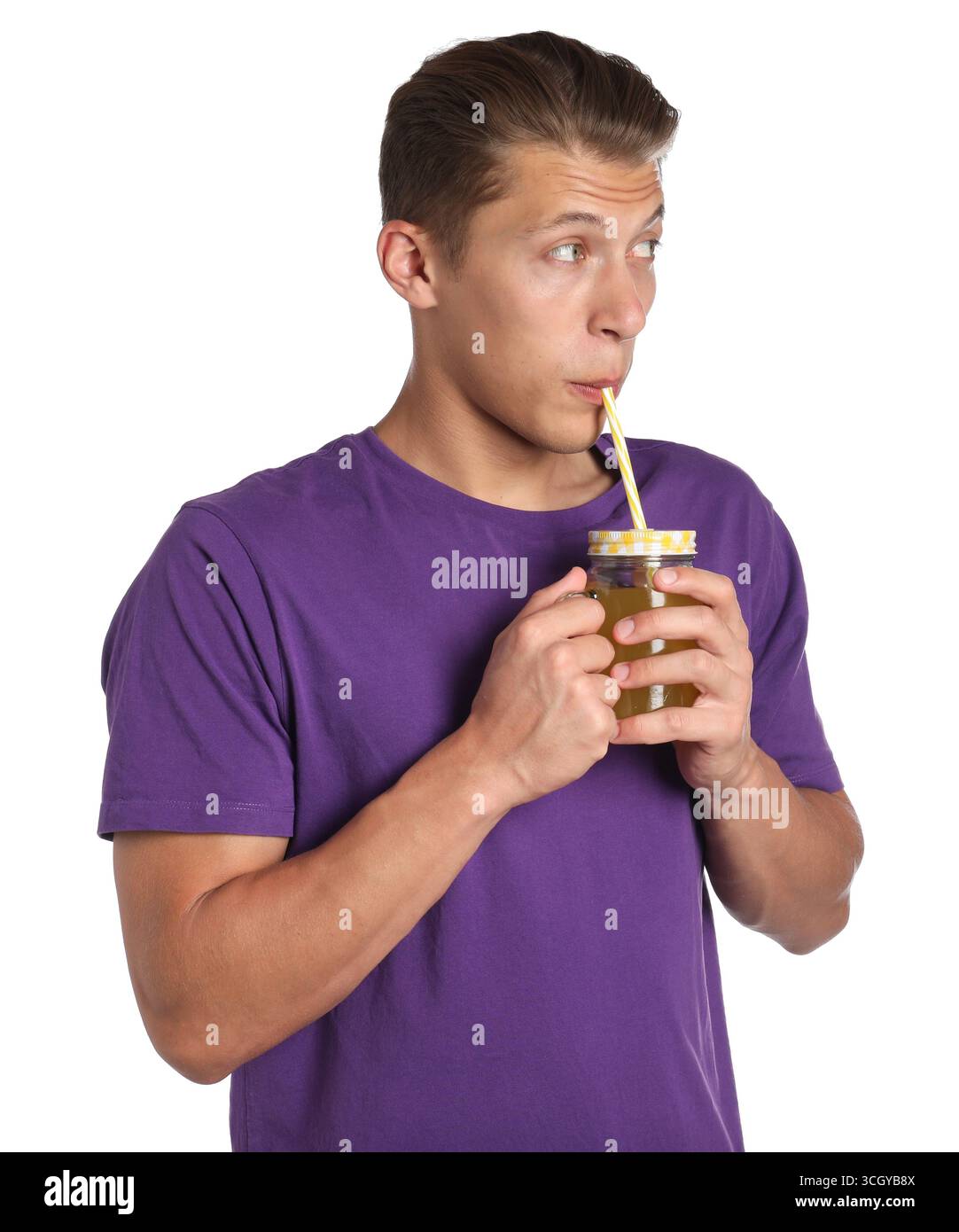 Man drinking juice through straw hi-res stock photography and images ...