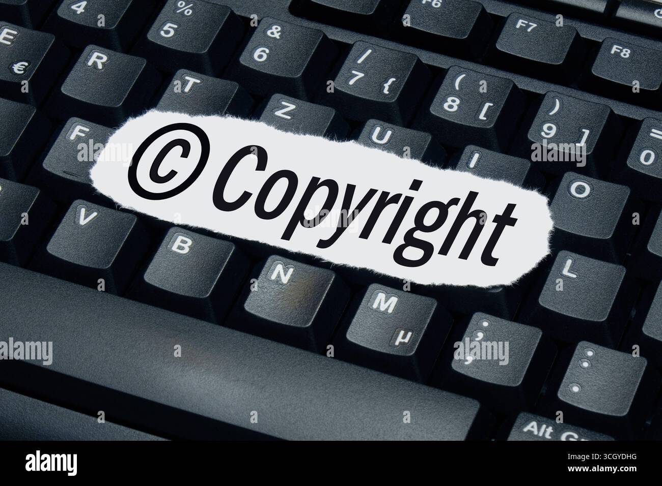 Tastatur und Schriftzug Copyright mit Copyright-Symbol Fotomontage ...