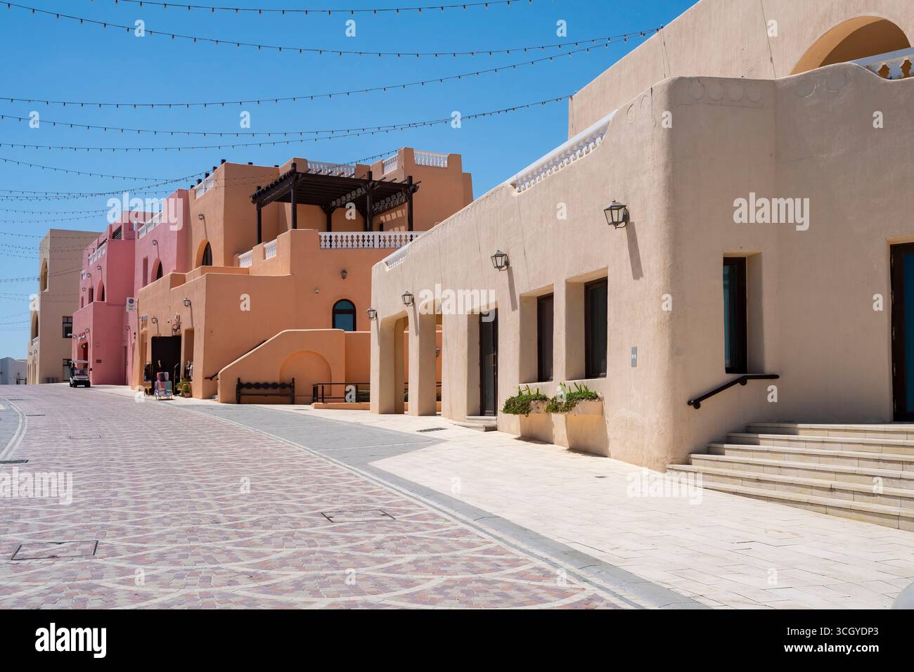 Colorful houses in the Mina District, Mia Park, Doha Qatar, Orient ...