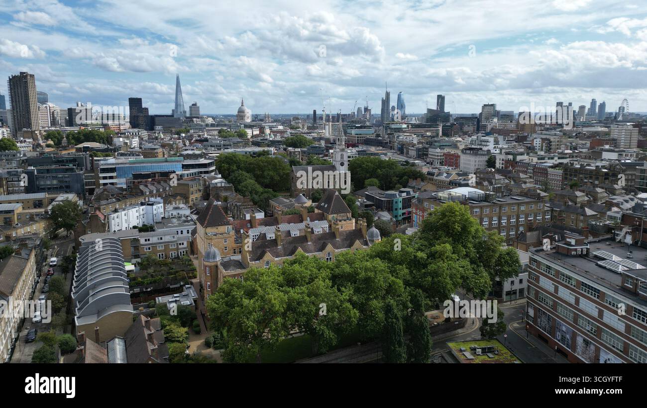 Aerial views across london from the north of london in the faringdon ...